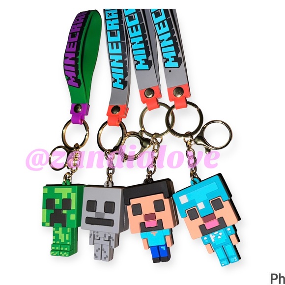 Bags | New Minecraft Cartoon Character Keychains New Set Of 4 | Poshmark